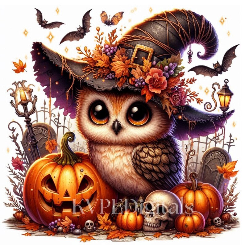 Halloween Witch Owl, 14 Jpeg Spooky Halloween Animals, Cute Creepy Bird ...