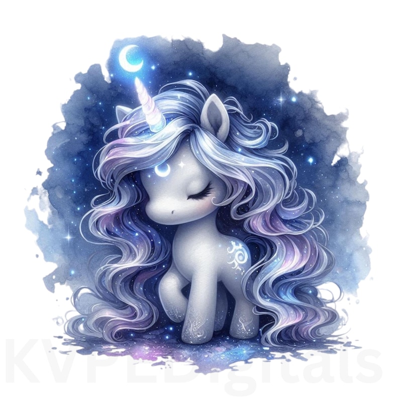Moonlight Unicorn Clipart Bundle, 20 PNG Mystical Celestial Unicorns ...