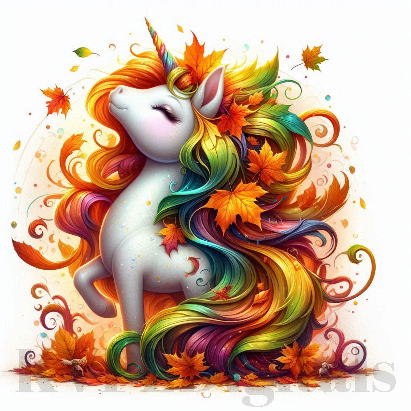 Autumn Harvest Unicorn Clipart, 37 Enchanting Jpgs, Vibrant Fall Colors ...
