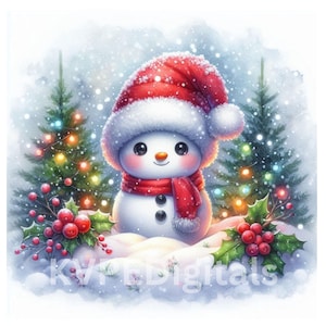 Cute Christmas Snowman Clipart Bundle, 15 Jpeg Winter Snowman, Snowy ...