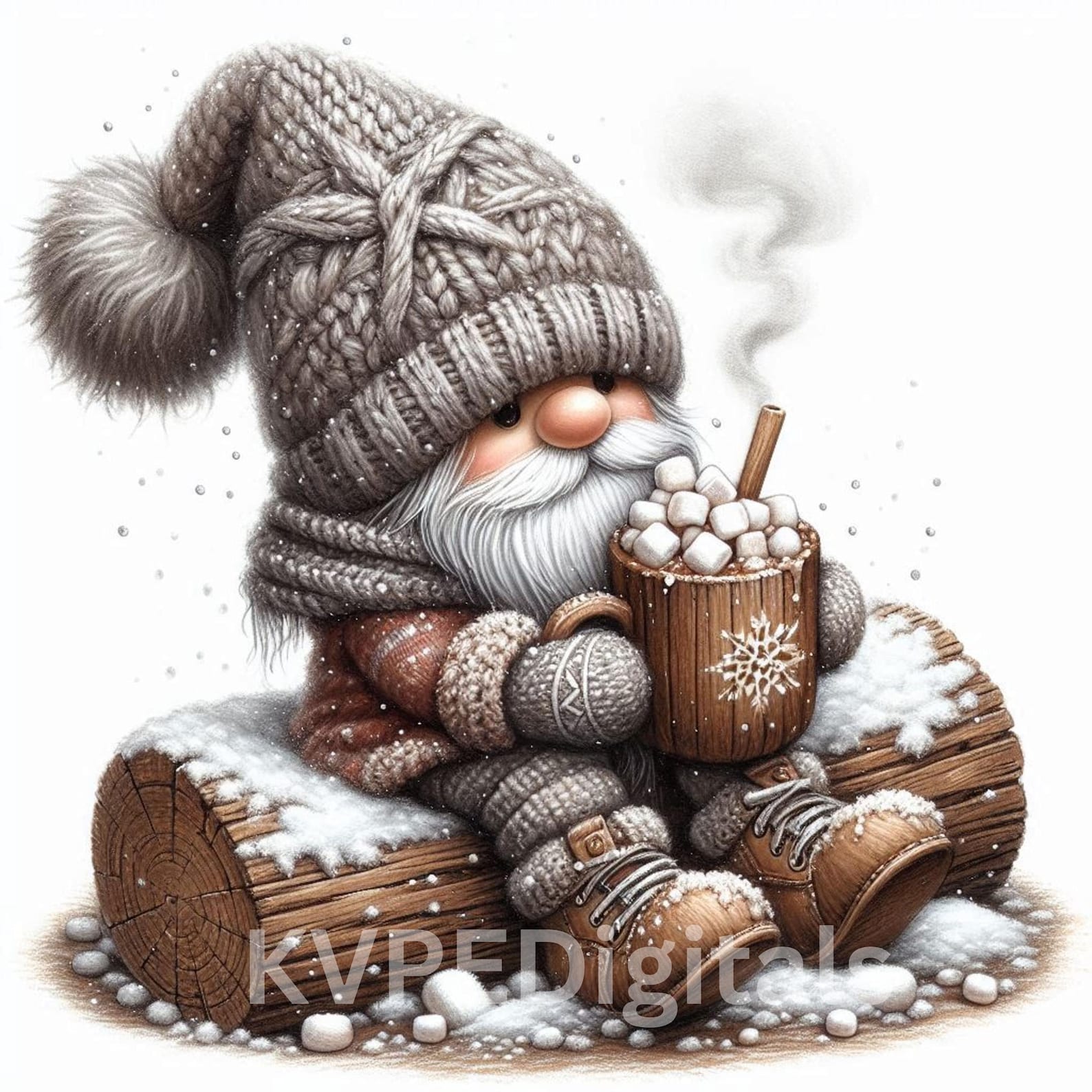 Winter Gnome Clipart Bundle, 12 Jpeg Cute Hot Cocoa Christmas Gnomes ...