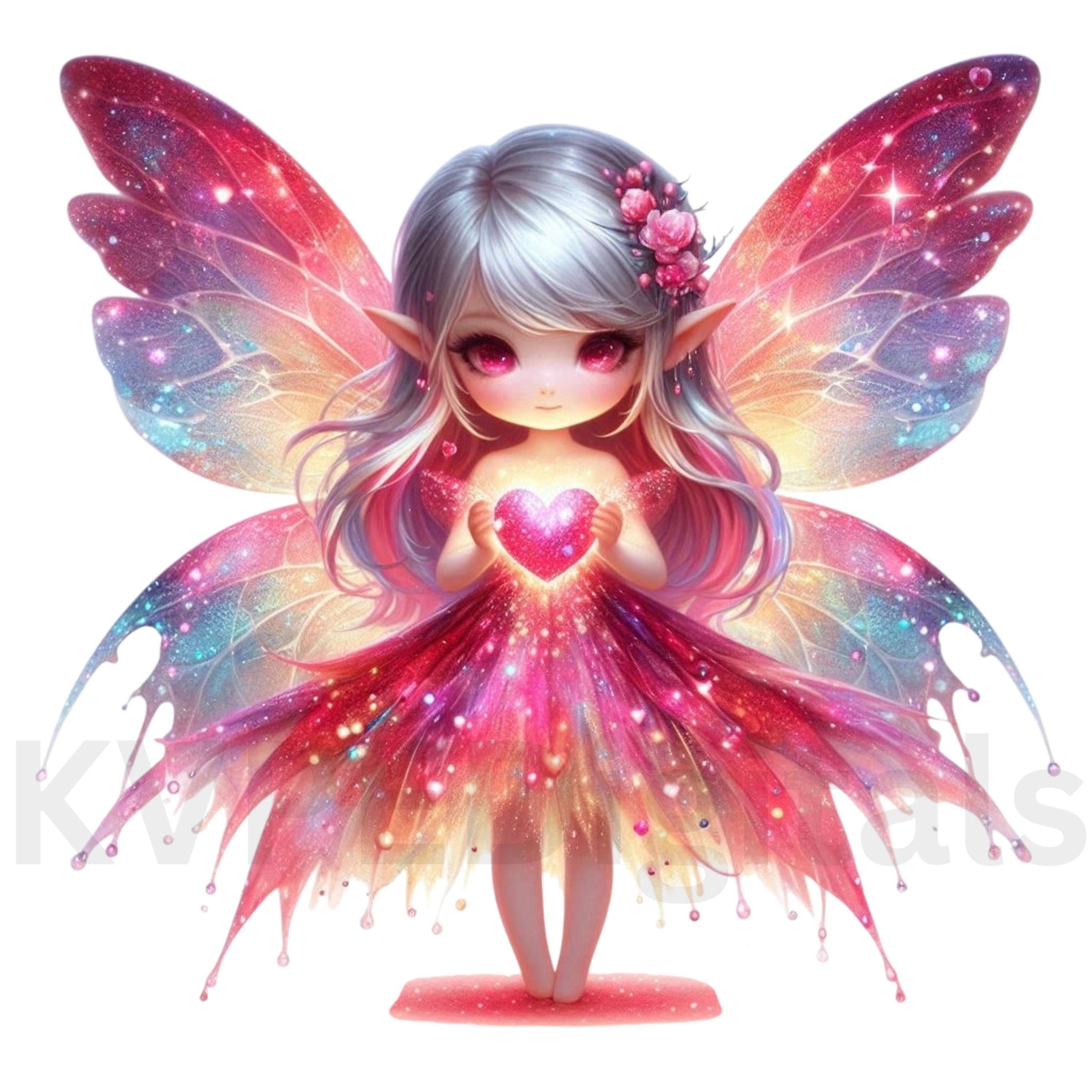Heart Fairy Valentine Graphics Cliparts, 12 PNG Cute Digital File ...