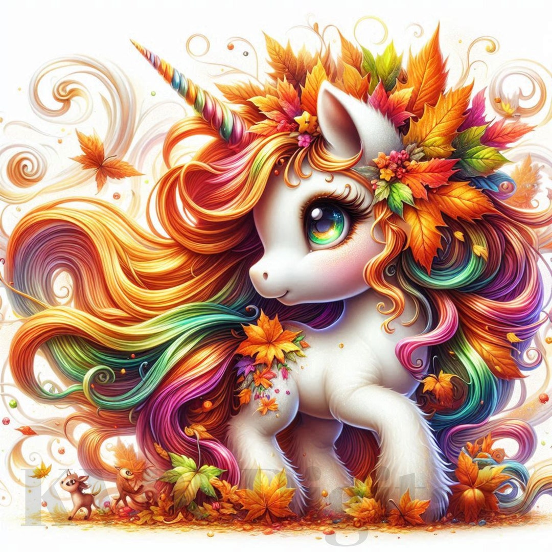 Autumn Harvest Unicorn Clipart, 37 Enchanting Jpgs, Vibrant Fall Colors ...