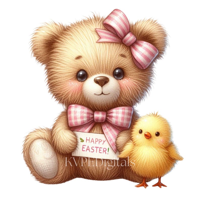 Easter Bear Clipart Bundle, 20 PNG Whimsical Spring Teddy Bear ...