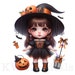Halloween Witch Clipart Set, 10 Cute Chibi Girls PNG, Spooky Trick or ...
