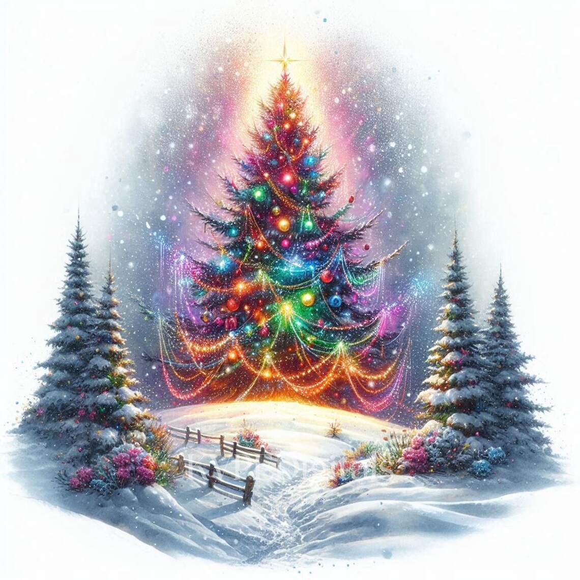 Colorful Christmas Tree, 16 Jpeg Rainbow Christmas Tree Sparkling Pine ...