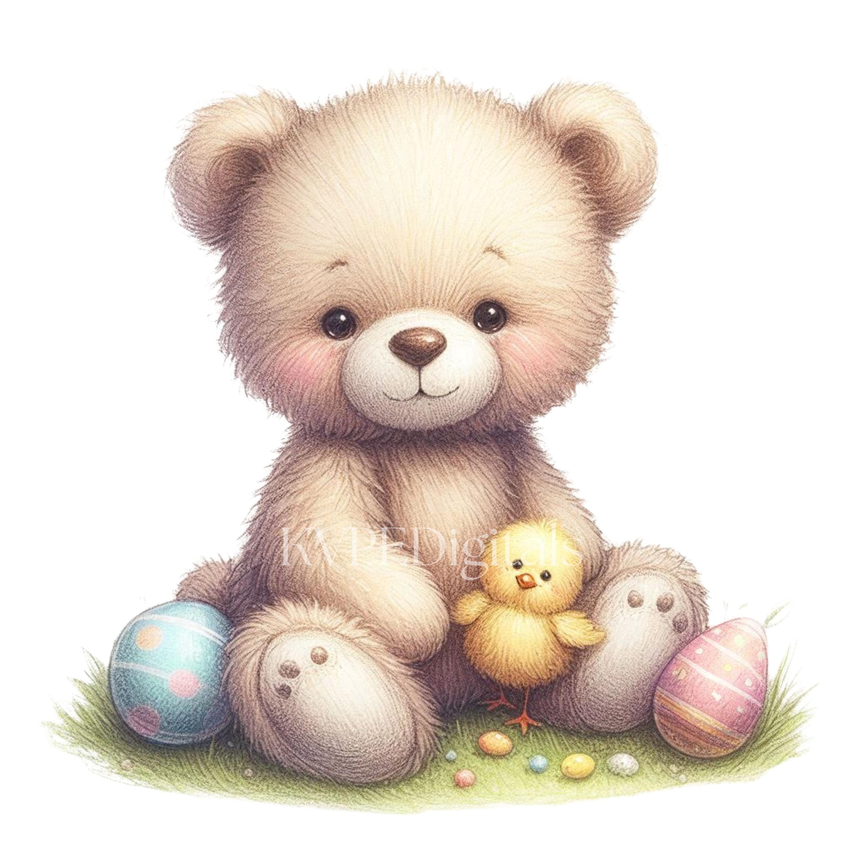 Easter Bear Clipart Bundle, 20 PNG Whimsical Spring Teddy Bear ...