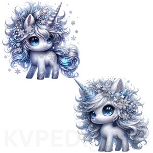 Winter Frost Unicorn Clipart, 22 Cute PNG Printables, Frosty Majestic ...