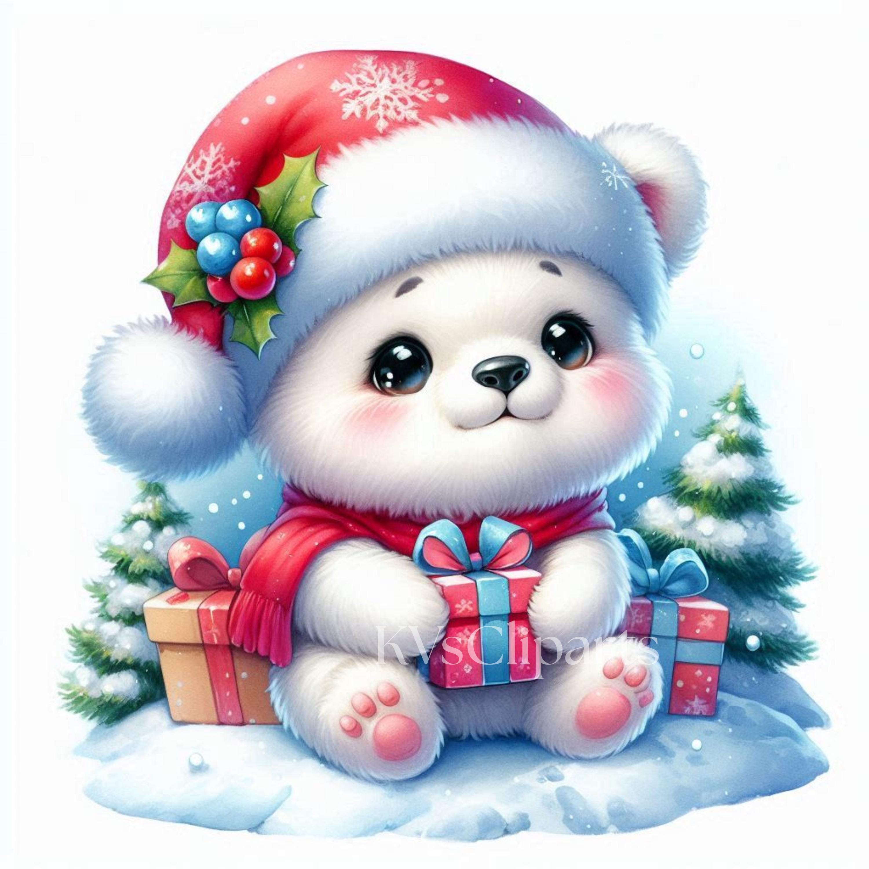 Christmas Polar Bear Winter Baby Animals, 20 Jpeg Cute Christmas ...