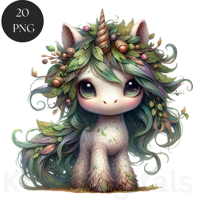 Forest Sprite Unicorn Woodland Clipart Bundle, 20 PNG Magic Printables ...