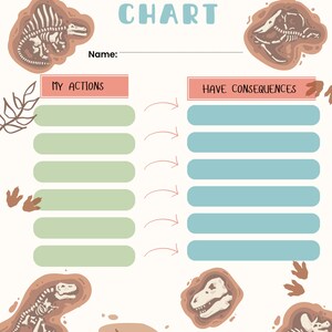 Kids Chore Chart Printable Dinosaur Chore Chart Bahavior Reward ...