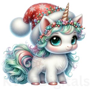 Winter Christmas Unicorn Clipart, 18 PNG Whimsical Holiday Printables ...