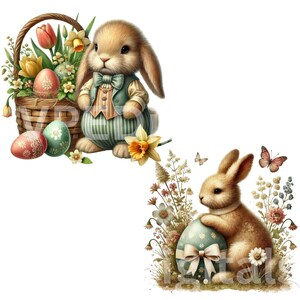 Easter Bunny Eggs Clipart Bundle, 26 PNG Cute Digital Printables for ...