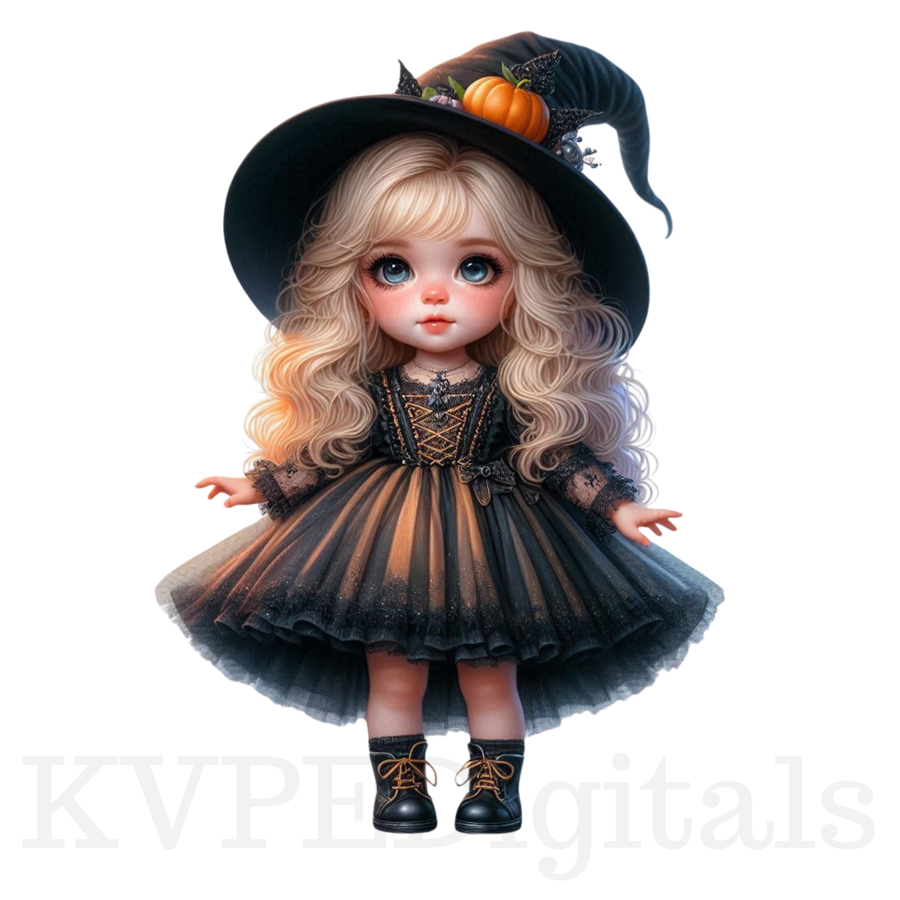 Halloween Witch Clipart Set, 10 Cute Chibi Girls PNG, Spooky Trick or ...