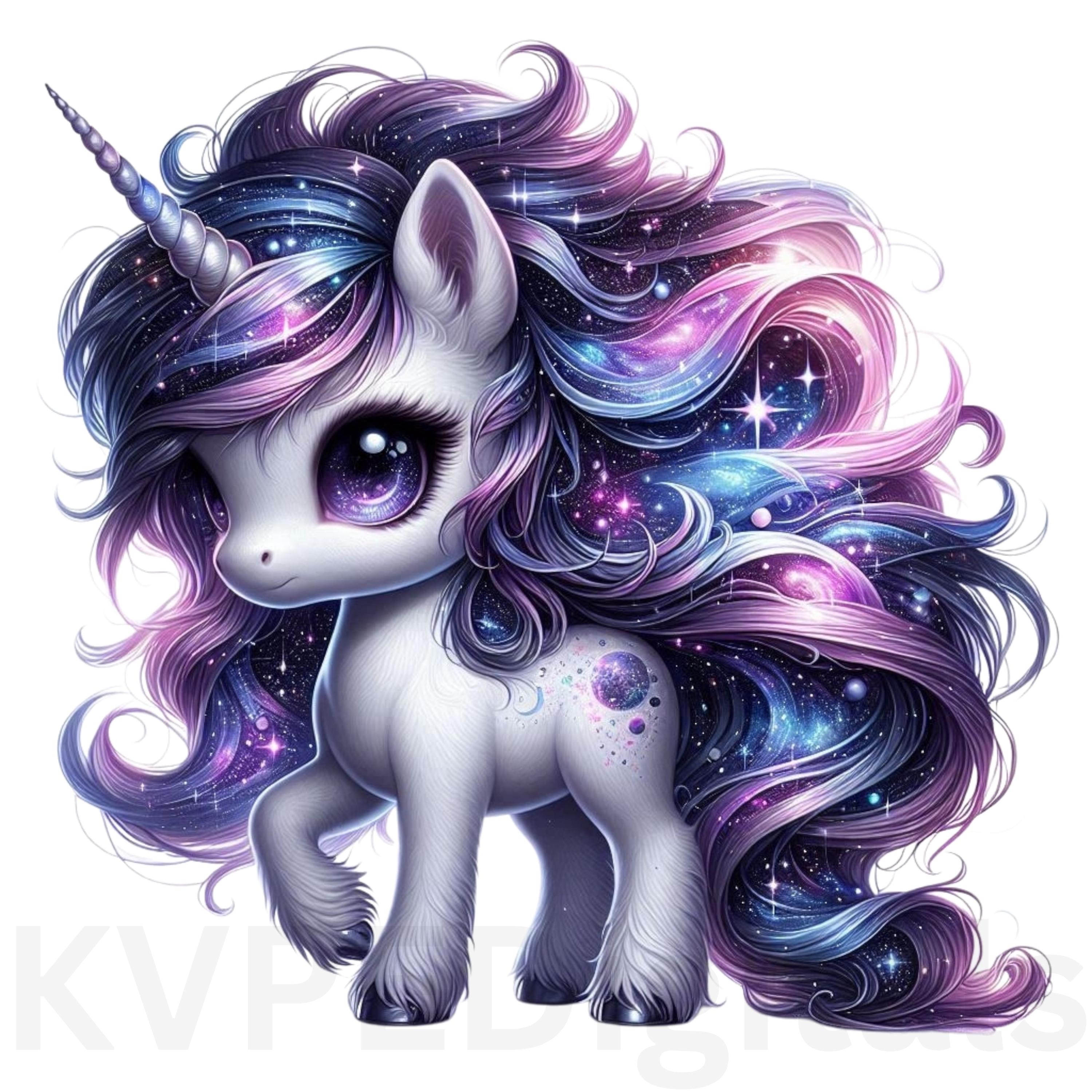 Galaxy Unicorn Celestial Cosmic Space Clipart, 16 PNG Printables ...