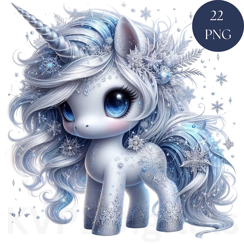 Winter Frost Unicorn Clipart, 22 Cute PNG Printables, Frosty Majestic ...