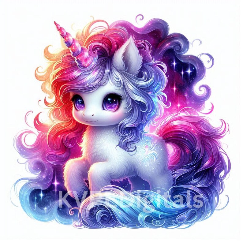Twilight Flame & Ice Unicorn Clipart, 12 Jpeg Dual Element Fantasy ...