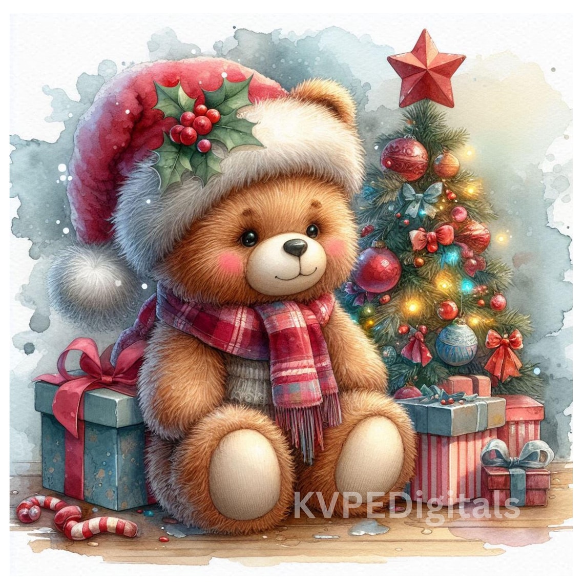 Christmas Bear, 12 Jpeg Christmas Teddy Bear, Christmas Animal, Rustic ...