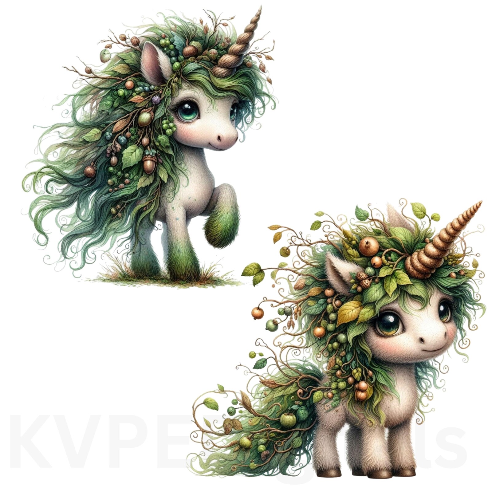 Forest Sprite Unicorn Woodland Clipart Bundle, 20 PNG Magic Printables ...
