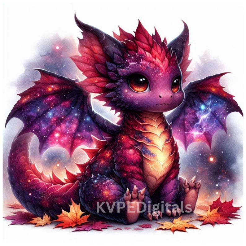 Celestial Autumn Dragon, 14 Jpeg Fall Baby Dragon Clipart Bundle ...