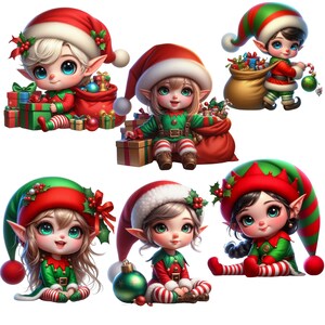 Christmas Elves Clipart, 60 Santa's Helper PNG Bundle, Cute Holiday ...