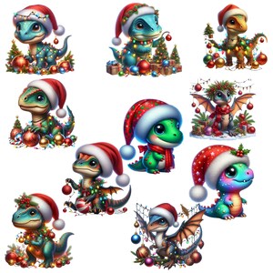 Christmas Dinosaur Clipart, 70 Cute PNG Jurassic Printables, Instant ...