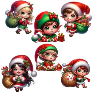 Christmas Elves Clipart, 60 Santa's Helper PNG Bundle, Cute Holiday ...