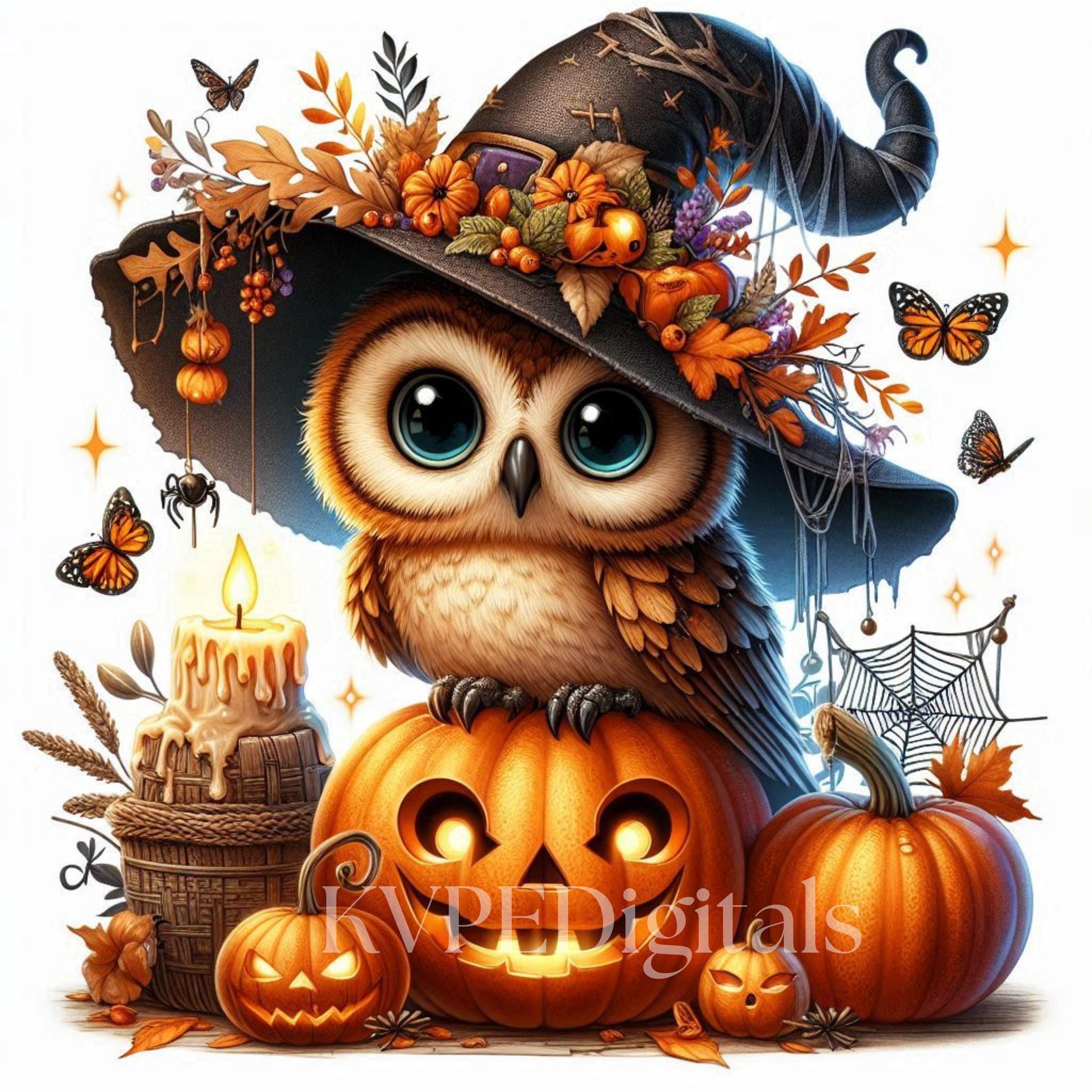Halloween Witch Owl, 14 Jpeg Spooky Halloween Animals, Cute Creepy Bird ...