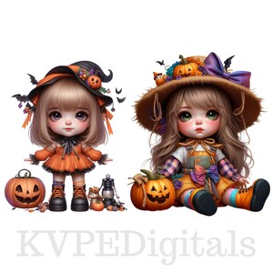 Cute Halloween Clipart Set, 68 Trick or Treat PNG, Spooky Chibi Kids ...