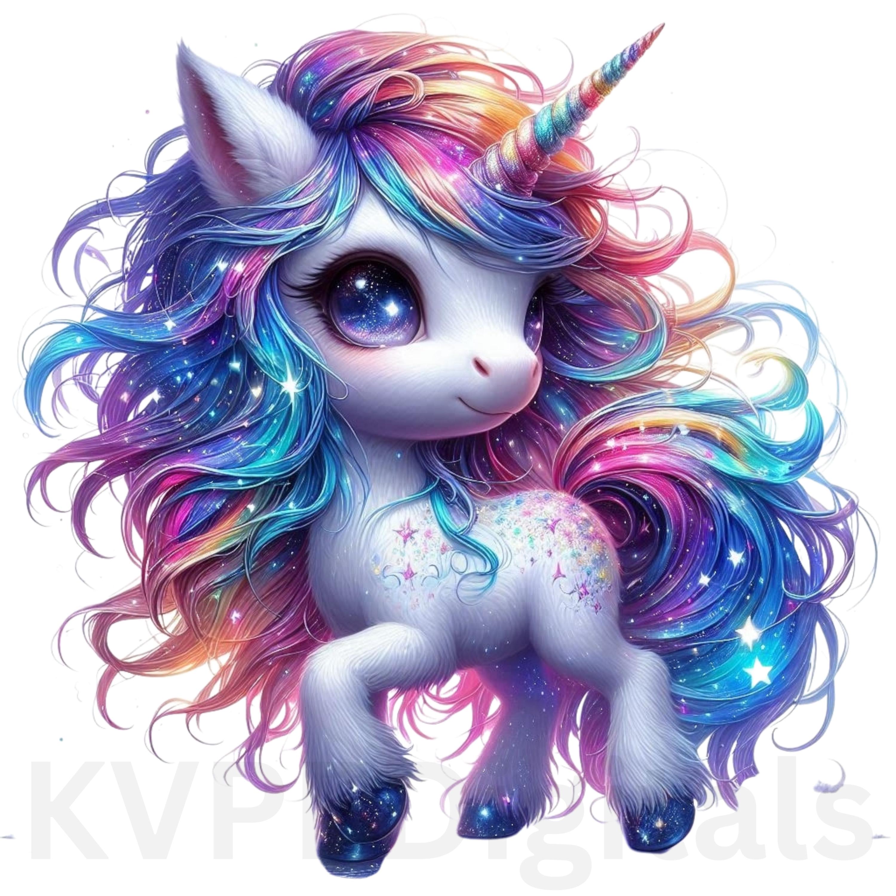 Rainbow Stars Unicorn Clipart, 10 PNG Cute and Colorful Printables for ...