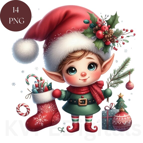 Country Christmas Elf Clip Art