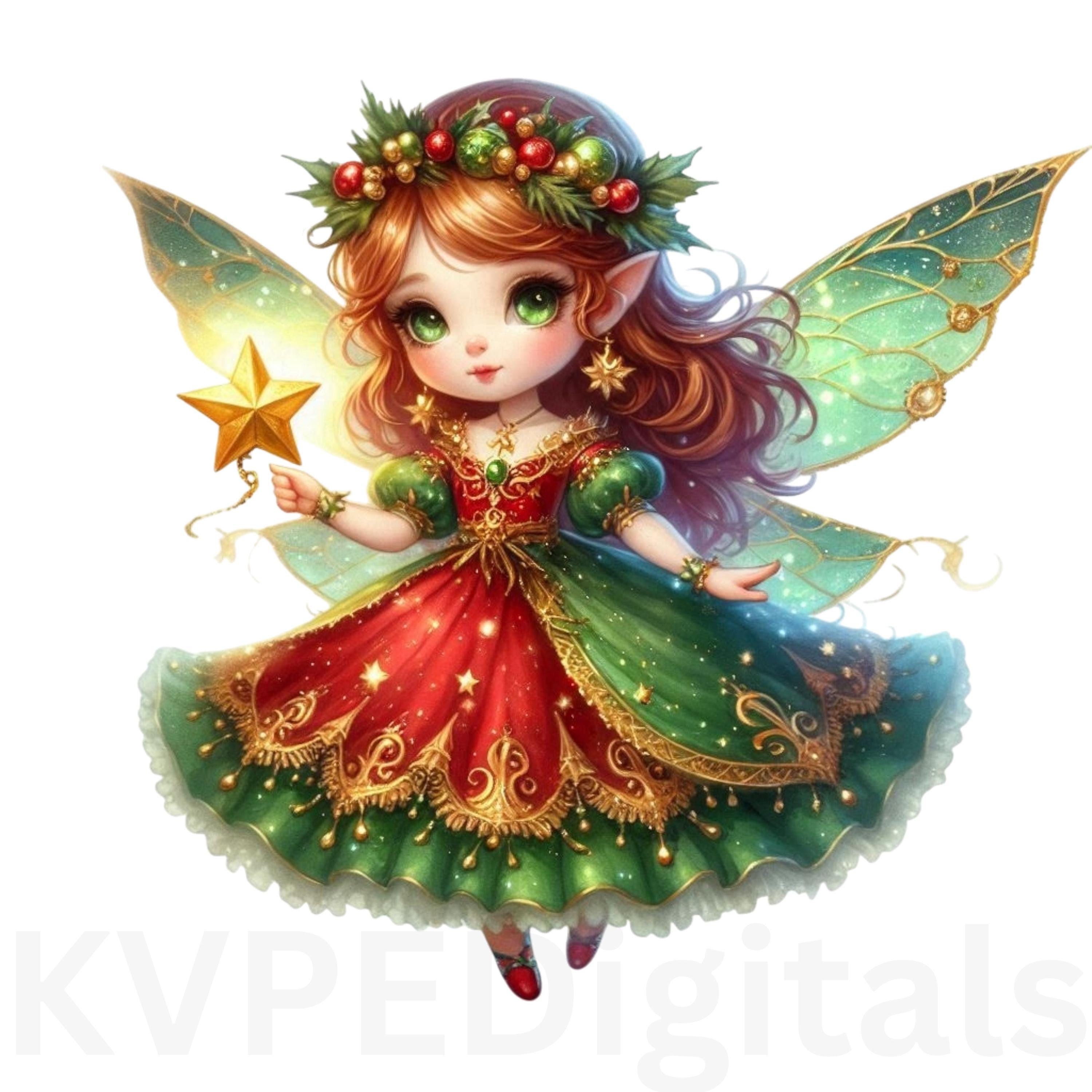 Festive Christmas Fairies Colorful Winter Fairy Holiday Sprite Pixie ...