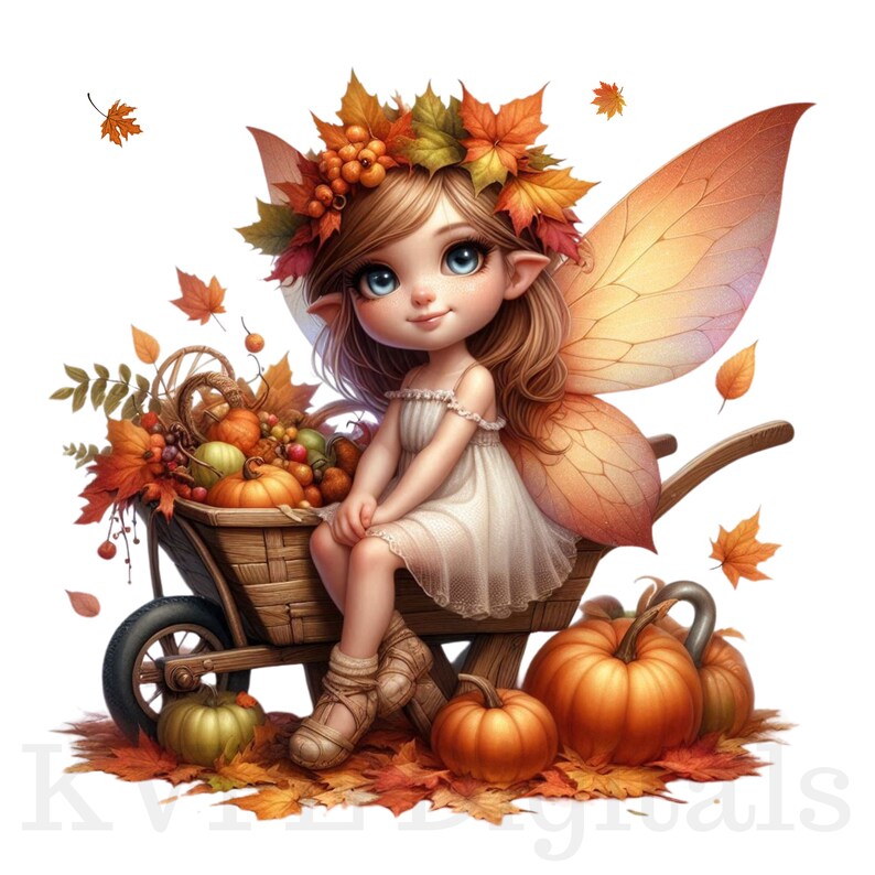 Autumn Fairy Clipart, 25 Cute Fall PNG, Whimsical Digital Art Decor ...
