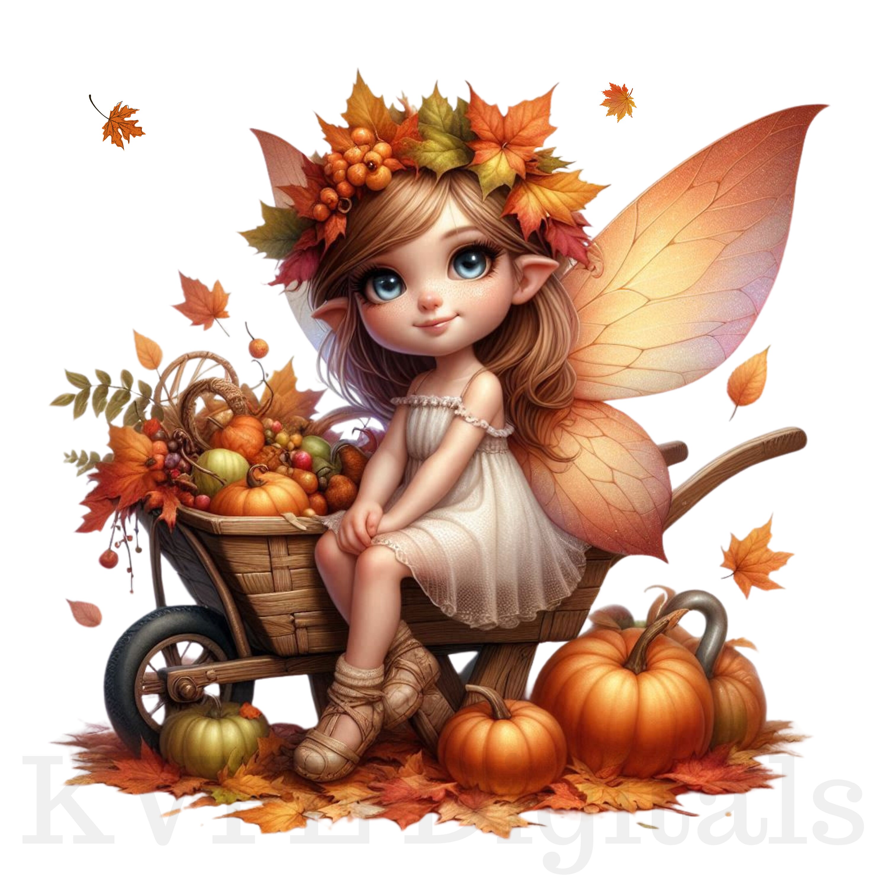 Autumn Fairy Clipart, 25 Cute Fall PNG, Whimsical Digital Art Decor ...