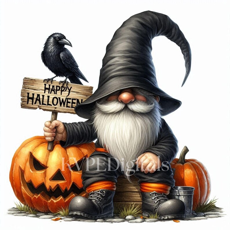 Halloween Fall Gnome, 17 Jpeg Clipart Bundle, Gnome With Pumpkins and ...