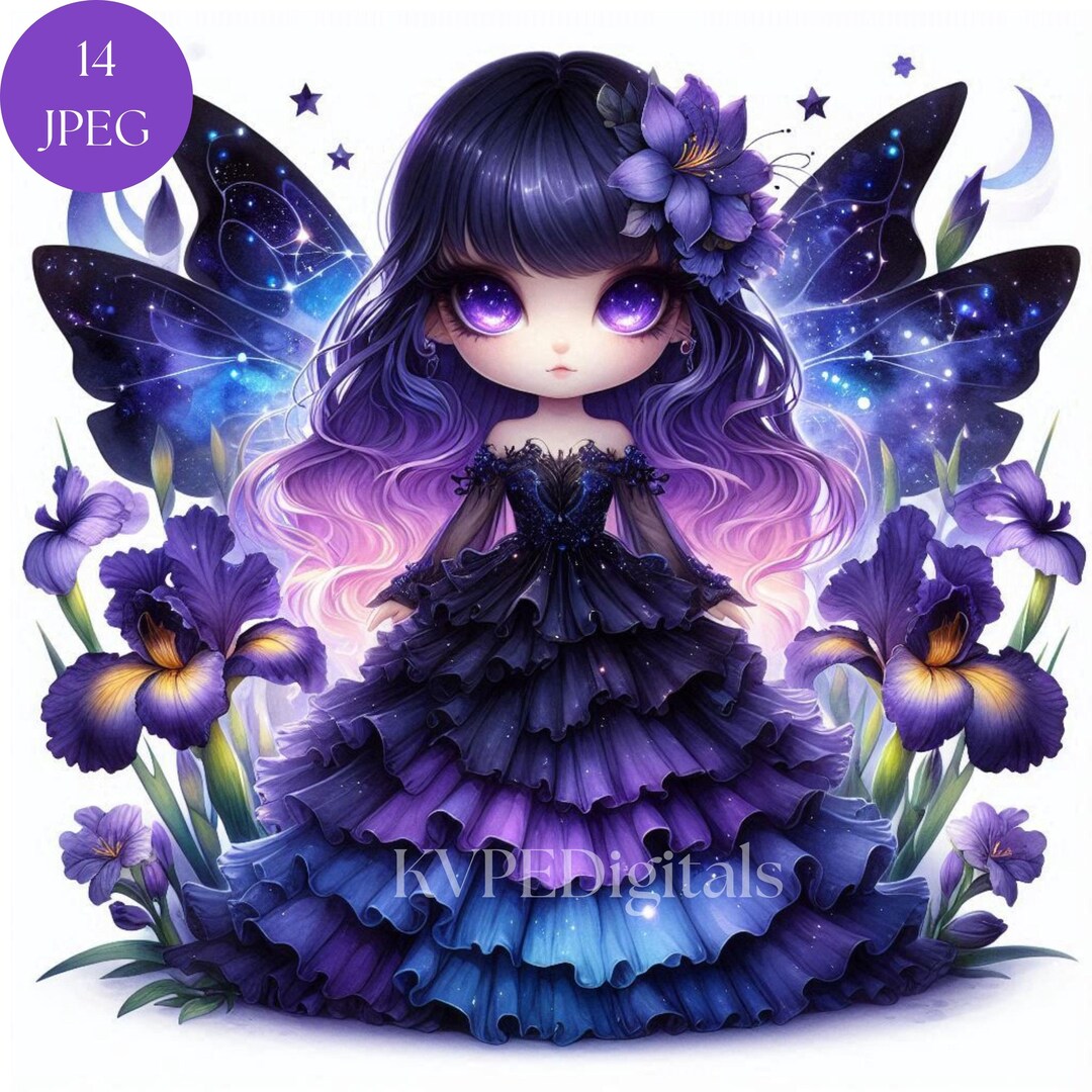 Twilight Iris Phantom Fairy Clipart, 14 Jpeg Gothic Ethereal Flower ...