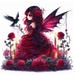 Blood Rose Gothic Fairy Clipart, 12 Jpeg Dark Fantasy Fairy With Petal ...