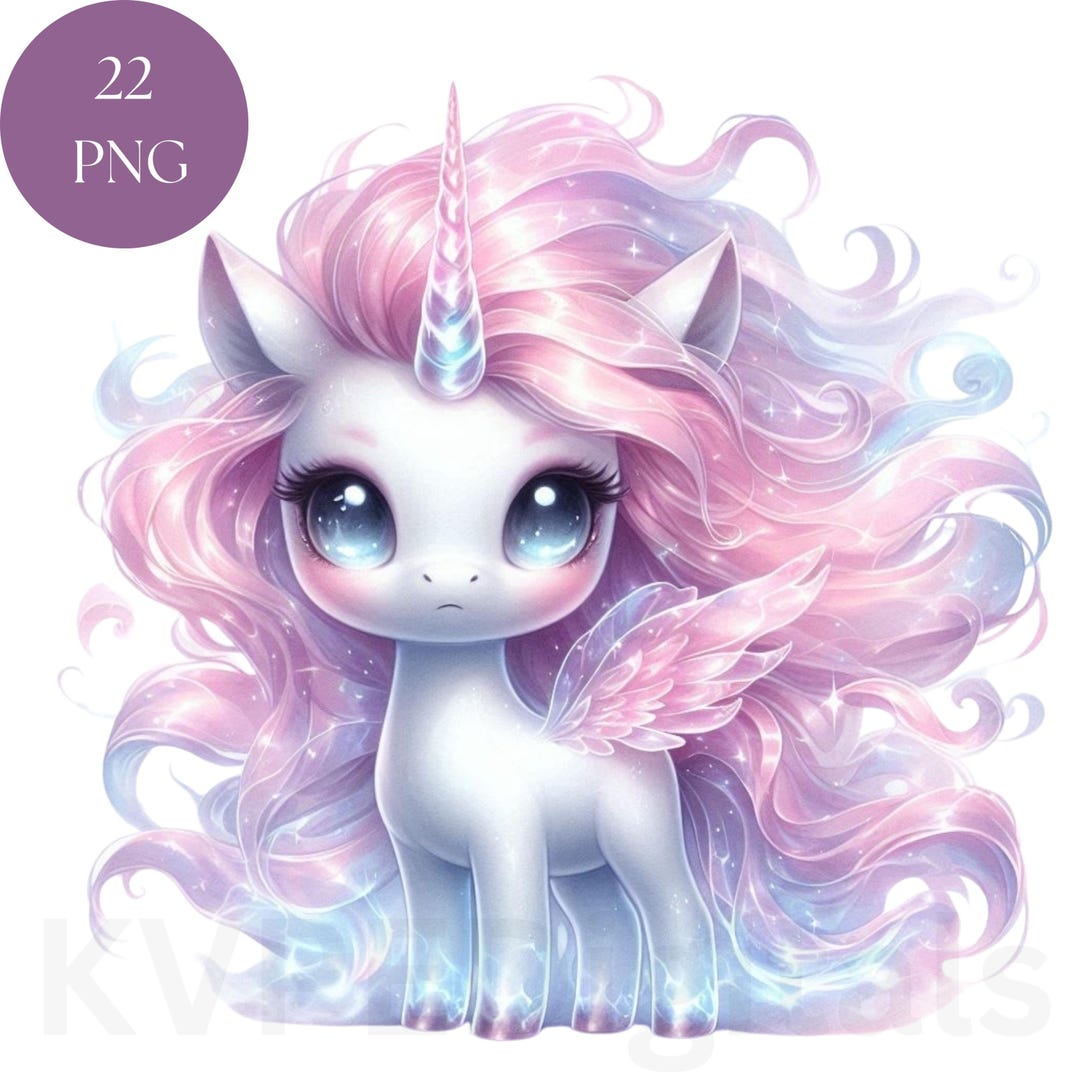 Ethereal Majestic Unicorn Clipart, 22 Cute PNG Heavenly Printables ...