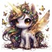 Fairy Unicorn Clipart, 24 PNG Flower Butterfly Printables, Instant ...