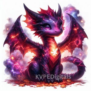 Celestial Autumn Dragon, 14 Jpeg Fall Baby Dragon Clipart Bundle ...