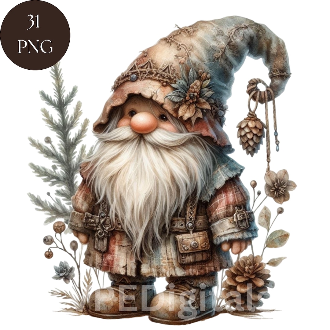 Rustic Woodland Gnome, Country Forest Cabin Gnome, 31 Png Digital ...