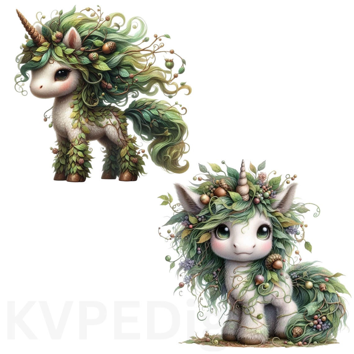 Forest Sprite Unicorn Woodland Clipart Bundle, 20 PNG Magic Printables ...