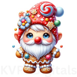Christmas Gingerbread Gnome Clipart, 16 PNG Cute Winter Holiday ...
