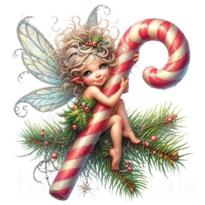 Christmas Pixie Fairy Clipart, 34 PNG Cute Holiday Printables, Festive ...