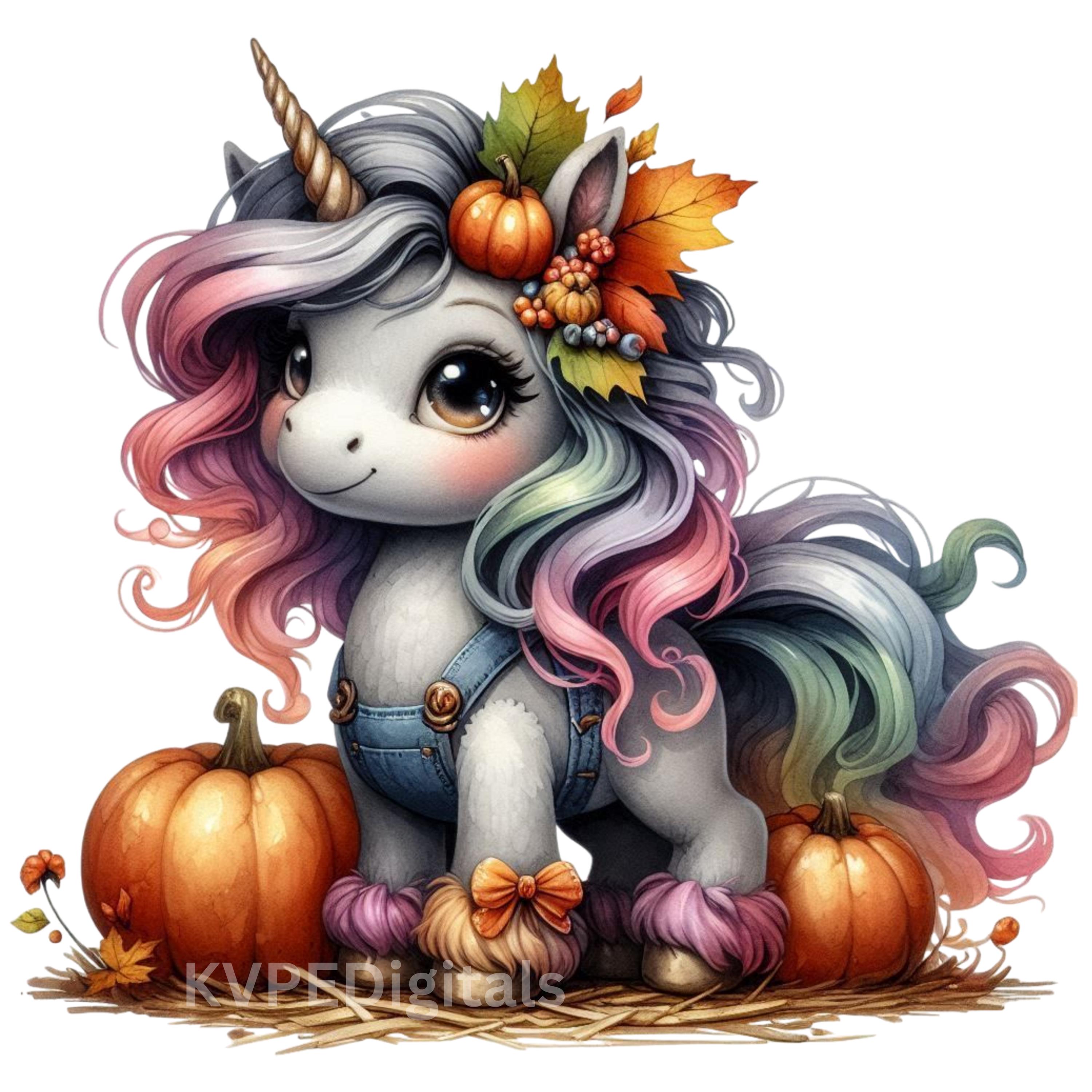 Autumn Unicorn 13 PNG Clipart Bundle, Fall Pumpkin Season Autumn ...