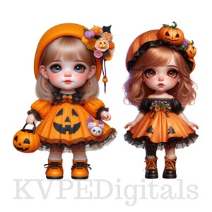 Cute Halloween Clipart Set, 68 Trick or Treat PNG, Spooky Chibi Kids ...