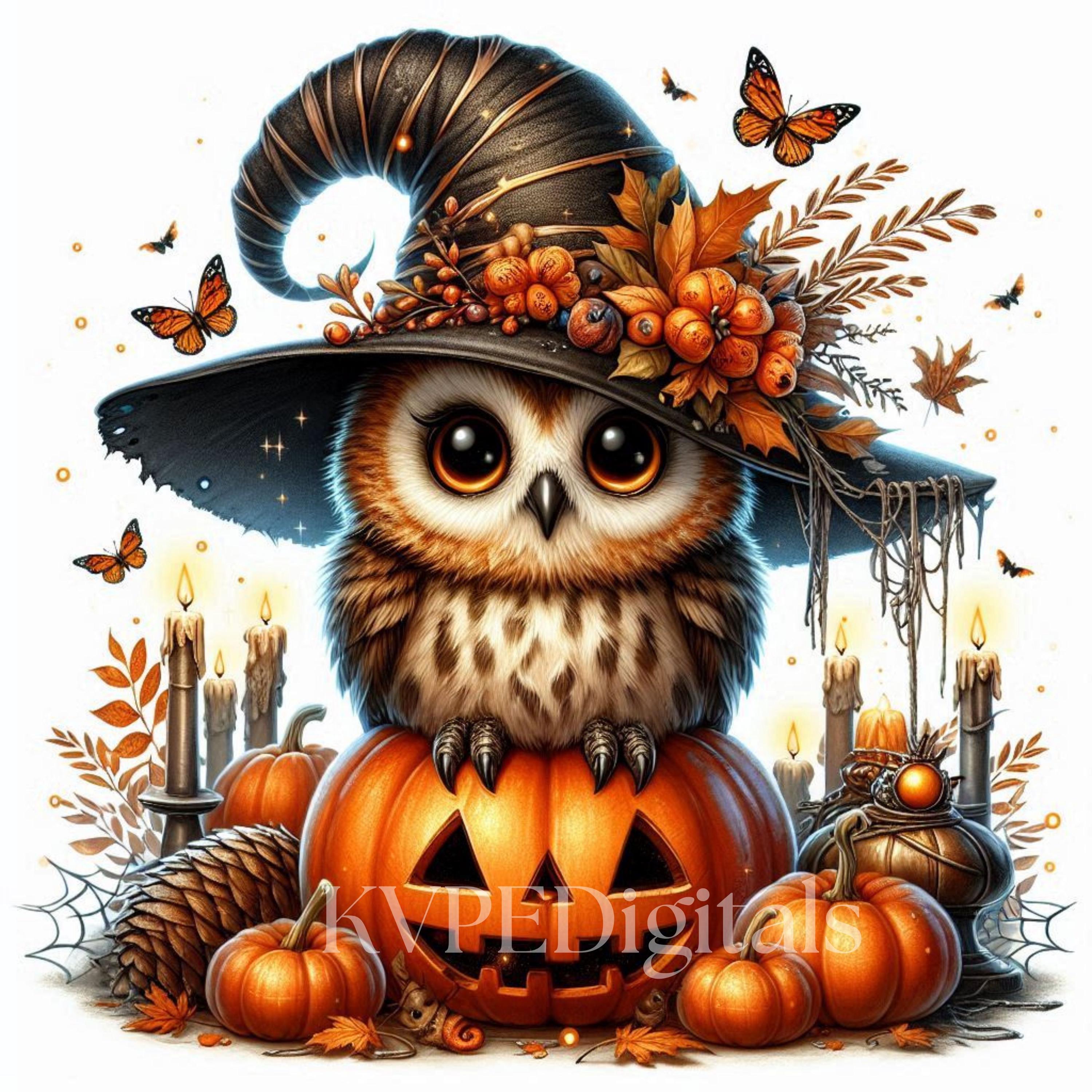 Halloween Witch Owl, 14 Jpeg Spooky Halloween Animals, Cute Creepy Bird ...