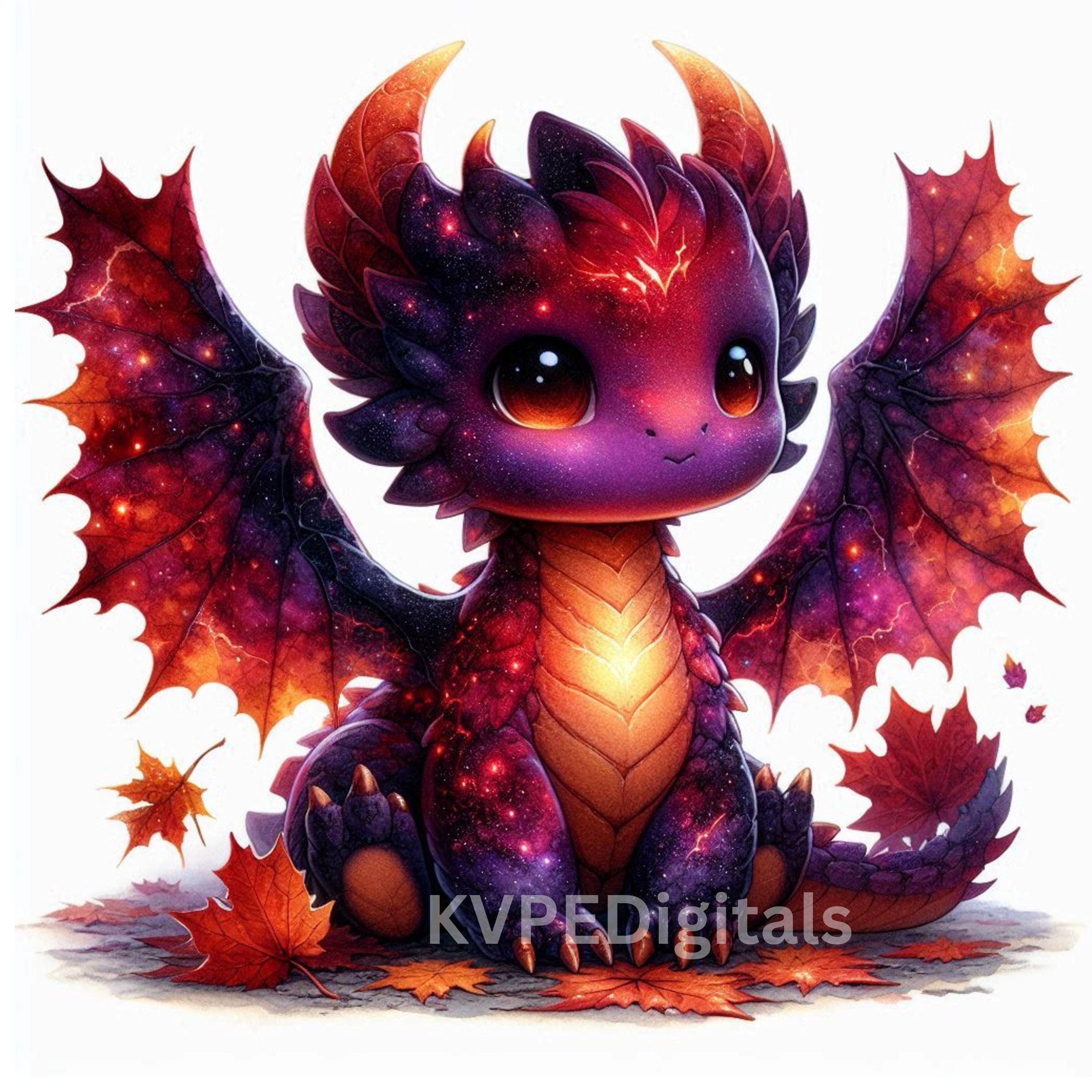 Celestial Autumn Dragon, 14 Jpeg Fall Baby Dragon Clipart Bundle ...