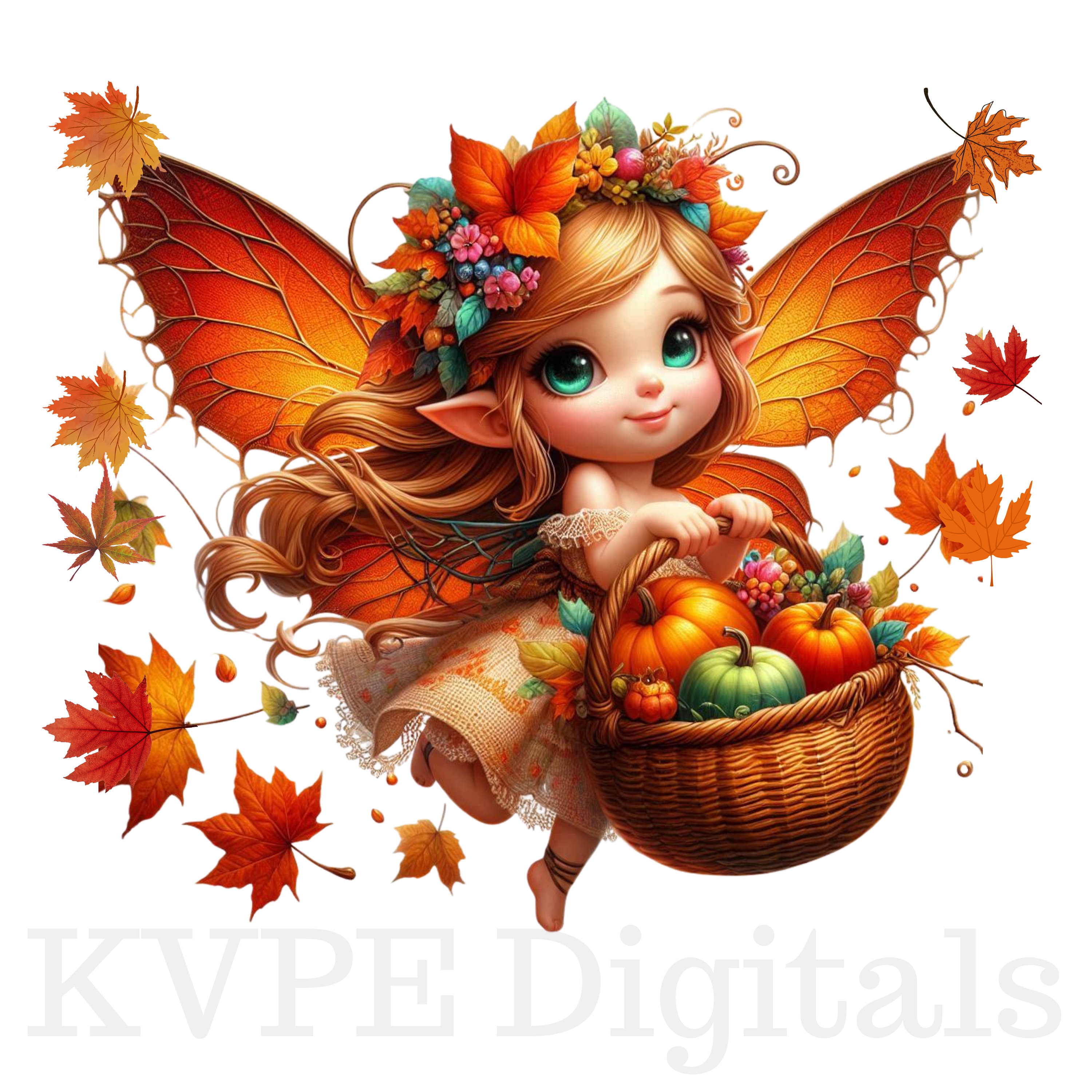 Autumn Fairy Clipart, 25 Cute Fall PNG, Whimsical Digital Art Decor ...