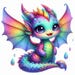 Rainbow Raindrop Dragon, 12 Jpeg Colorful Baby Dragons, Cute Clipart ...